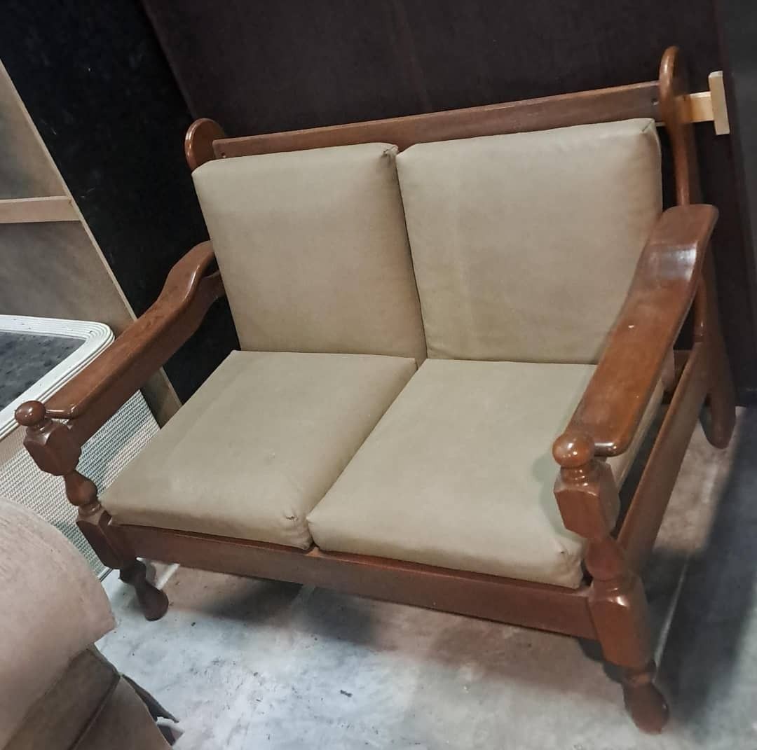 Sofa kayu 2 seater, Furniture & Home Living, Furniture, Sofas on Carousell