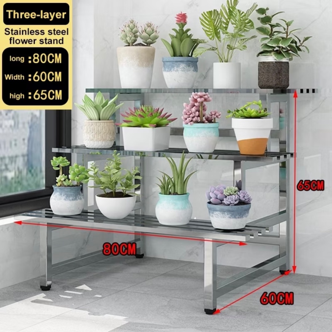 Stainless Steel Plant Pot Rack | Flowerpot Rack | 3 Tier Plant Rack ...