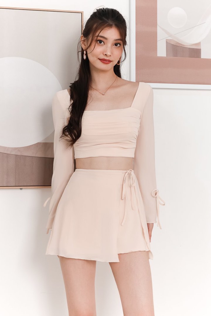 TSS Rin Ribbon Co-Ord Set In Cream Nude S, Women's Fashion, Dresses ...