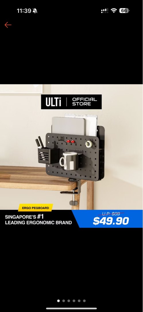 Ulti Ergo Pegboard Desk Organizer, Computers & Tech, Parts ...