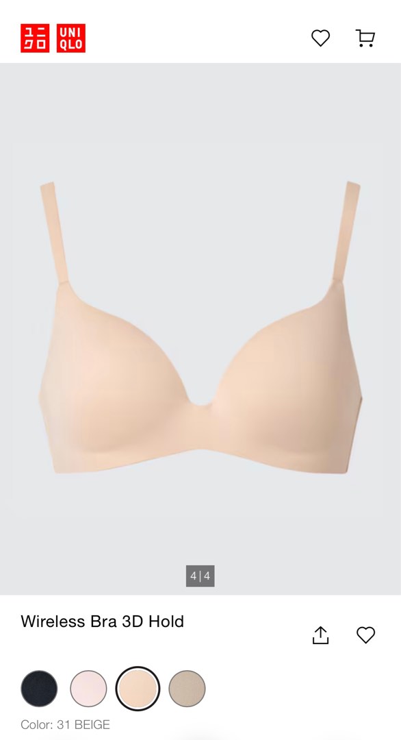 Uniqlo (75/80 DEF) 3D Hold Wireless Bra, Women's Fashion, Undergarments & Loungewear on Carousell