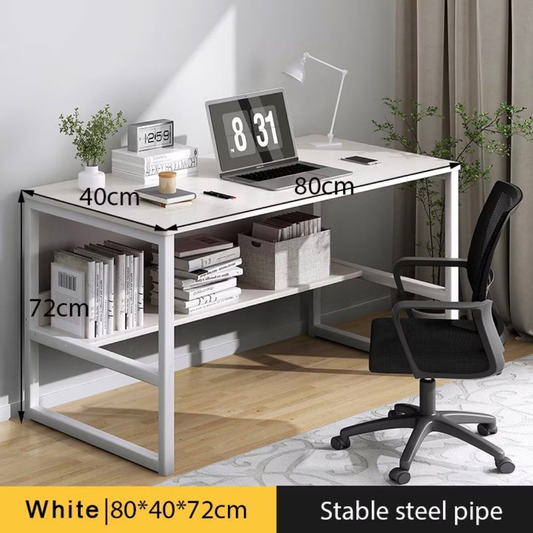 Wood Core Study Desk | Compact Writing Desk | Computer Desk With Shelf ...