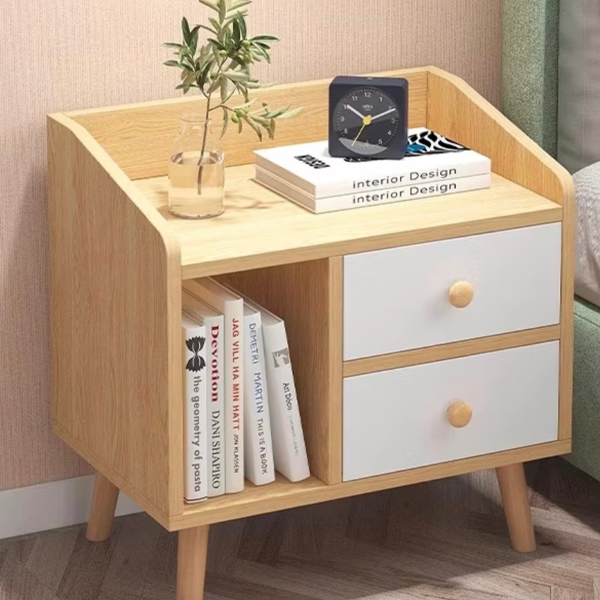 2 Drawer Wooden Nightstand | Scandinavian Bedside Cabinet | Modern Bedside Table With Storage ...