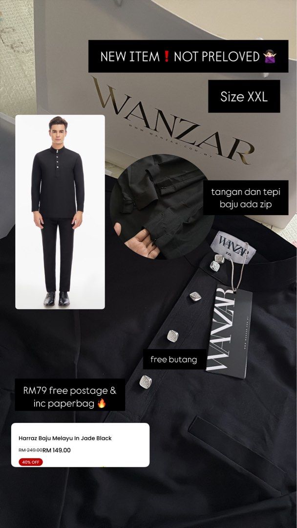 BAJU MELAYU HARRAZ BY WANZAR, Men's Fashion, Muslim Wear, Baju Melayu ...