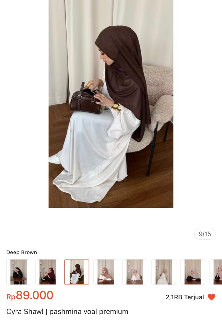 CANAFA - cyra scarves deep brown, Fesyen Wanita, Muslim Fashion, Syal di Carousell