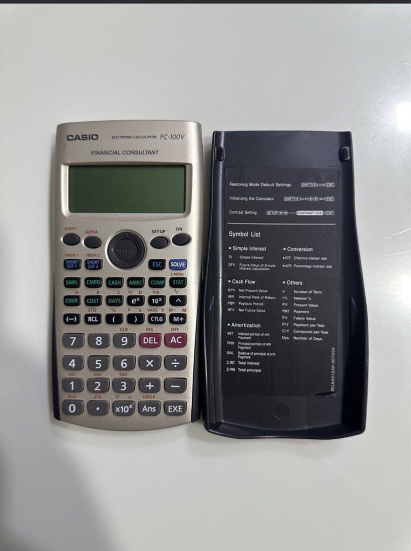 Casio Financial Calculator FC-100V for RES, Computers & Tech, Office ...