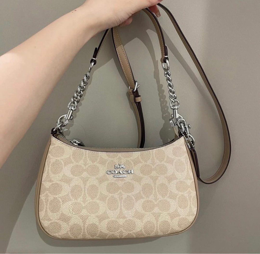 Coach Teri Shoulder Bag in Sand/Taupe, Luxury, Bags & Wallets on Carousell