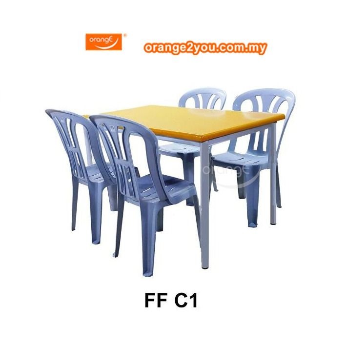 Fibreglass Cafe Table & Plastic Chair 1 + 4 (FF C1), Furniture & Home ...