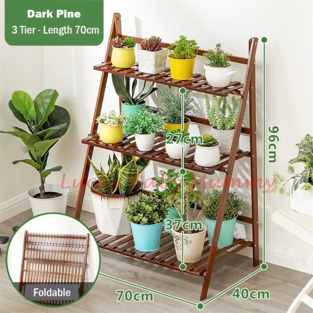 Foldable Plant Stand | 3-Tier Flower Rack | Indoor Plant Rack | Outdoor ...