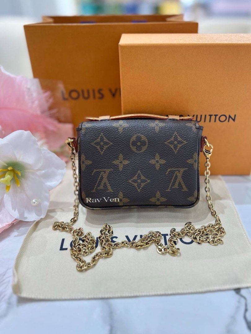 FULL SET LOUIS VUITTON LV Micro Metis Monogram Canvas Wallet On Chain ...