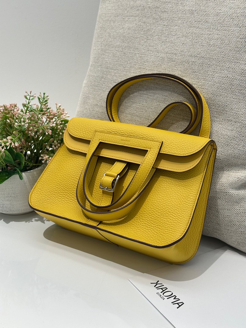 Hermes Halzan 25 Sun Clemence PHW, Luxury, Bags & Wallets on Carousell