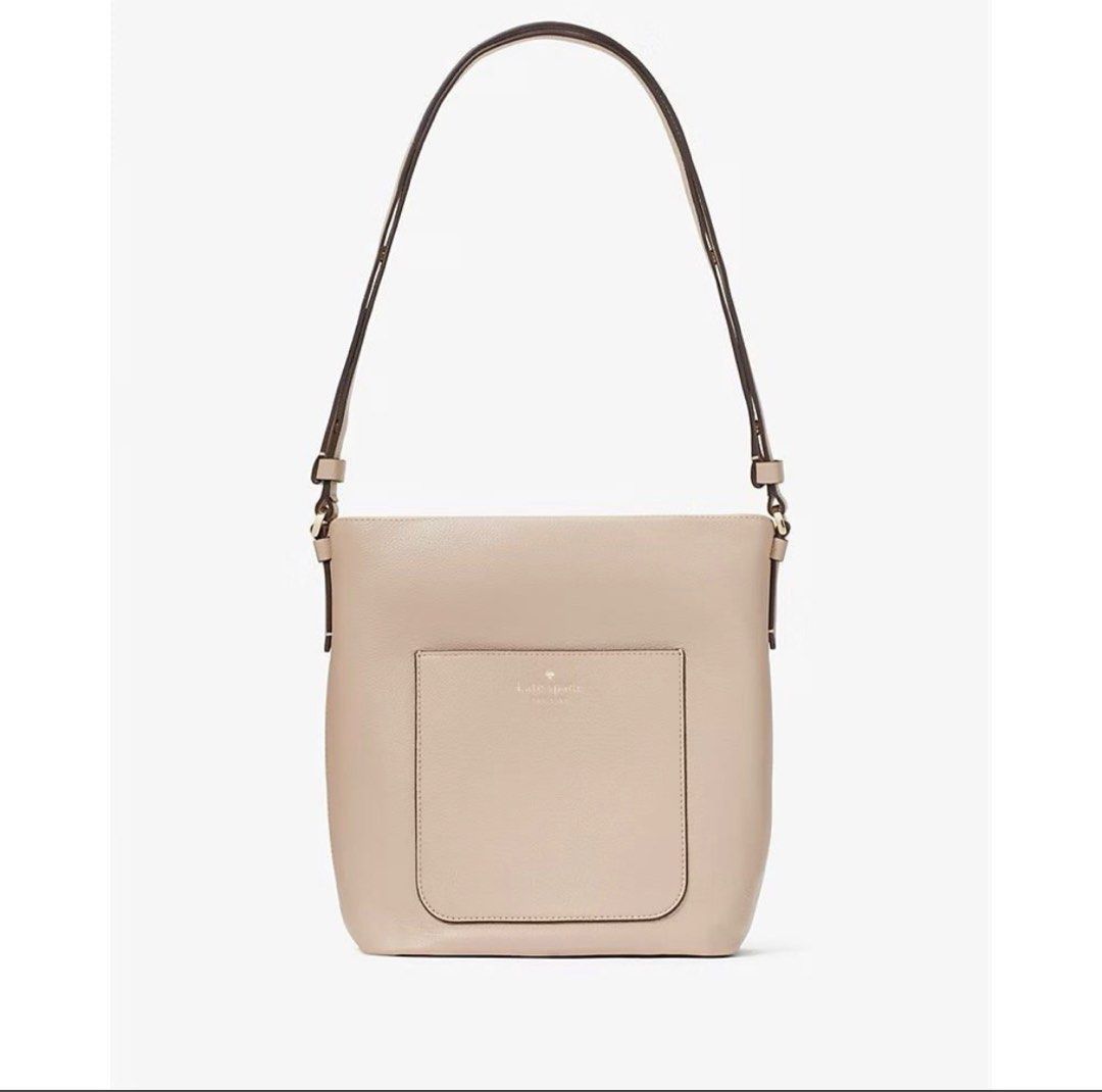 Kate Spade Elsie Pebbled Leather Bucket Bag in Warm Beige, Luxury, Bags ...