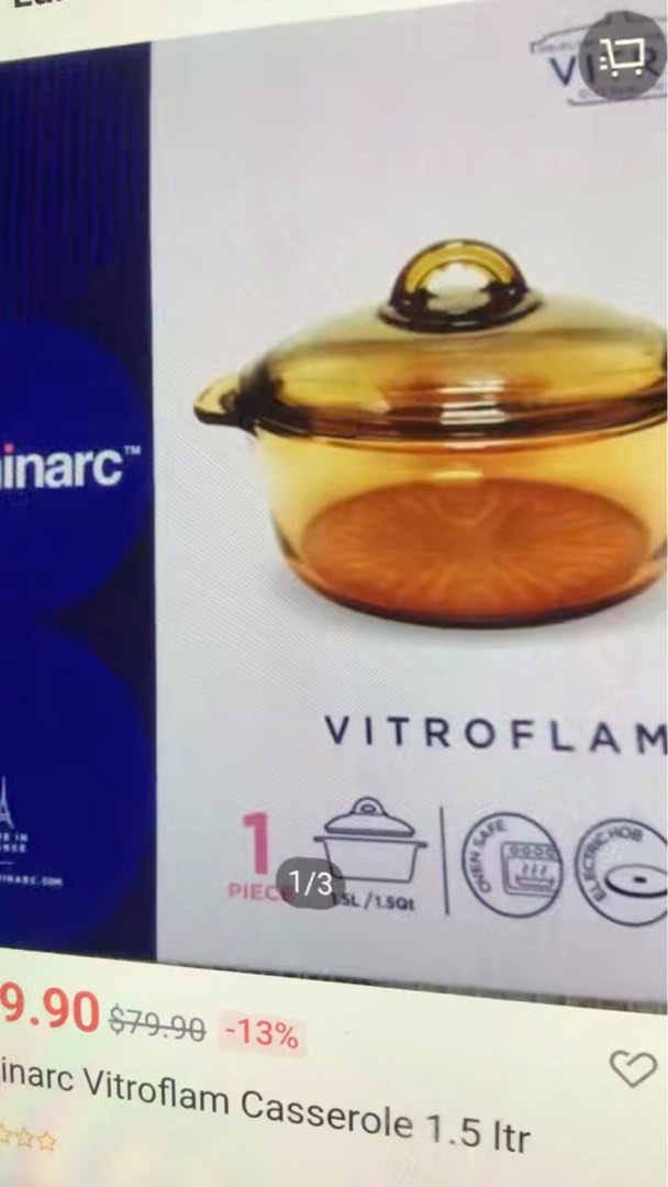Luminarc Vitroflam Casserole 1.5L, Furniture & Home Living, Kitchenware ...