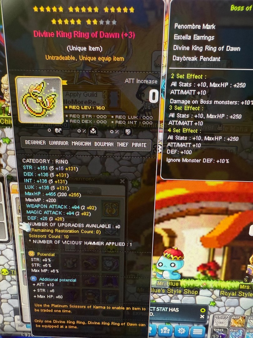 Maplesea Aquila divine king ring of dawn 22*, Video Gaming, Video Games ...