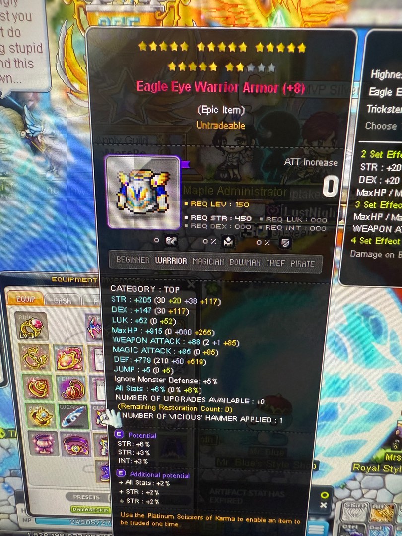 Maplesea Aquila eagle eye warrior armor 22*, Video Gaming, Video Games ...