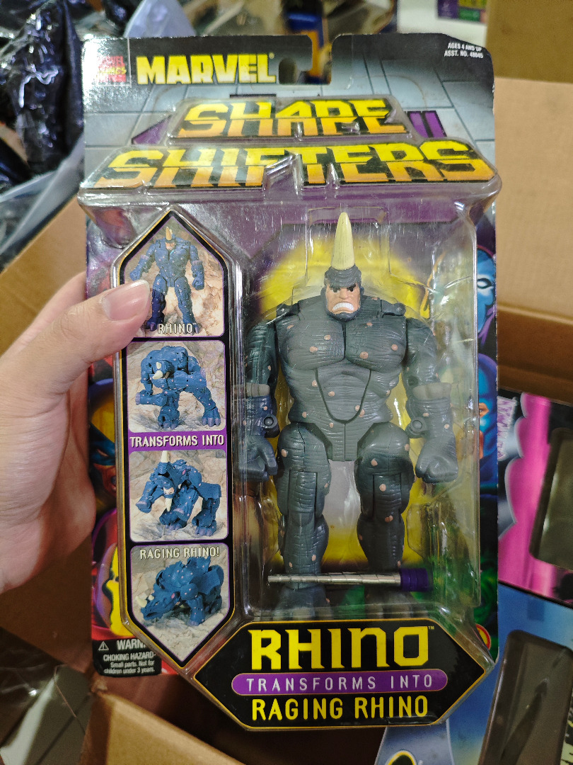 Marvel SHAPE SHIFTERS 1999 ToyBiz Rhino Transforms Into Raging Rhino ...