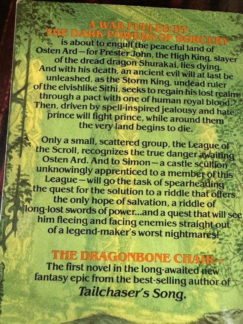 MMPB 1989 Dragonbone Chair Book 1 Memory Sorry Thorn Tad Williams ...