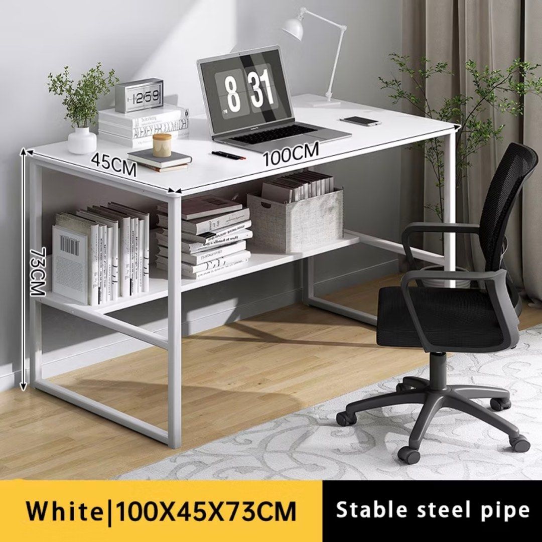 Modern Computer Table | Writing Desk With Shelf | Office Desk With ...
