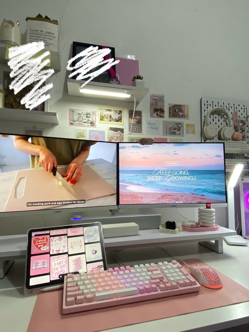 Nvision Dual Monitor Mount White, Computers & Tech, Parts & Accessories ...