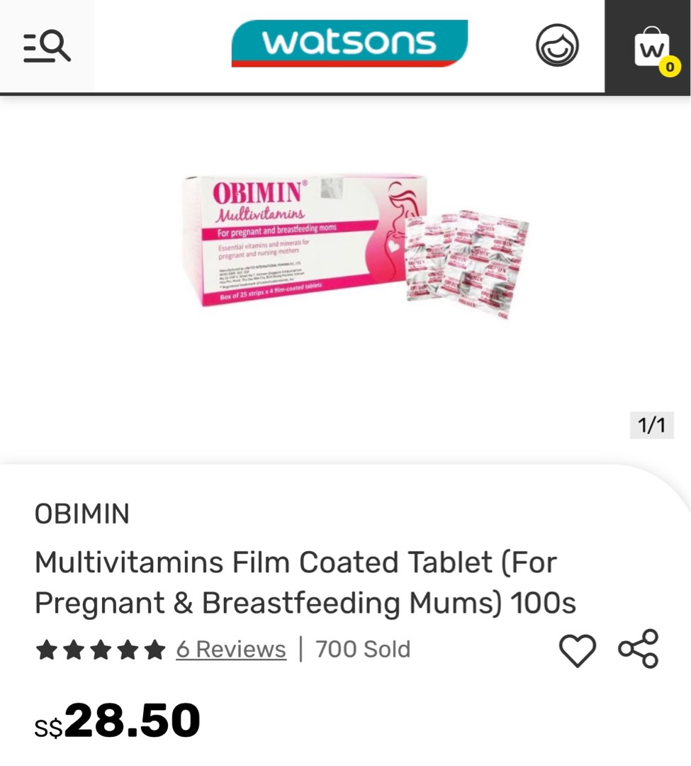 100 tablets Obimin multivitamin , Health & Nutrition, Health ...