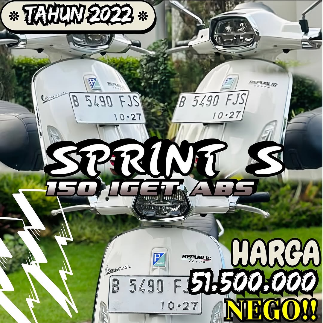 Piaggio Vespa SPRINT 150 IGET ABS FACELIFT TAHUN 2022 WARNA WHITE ...