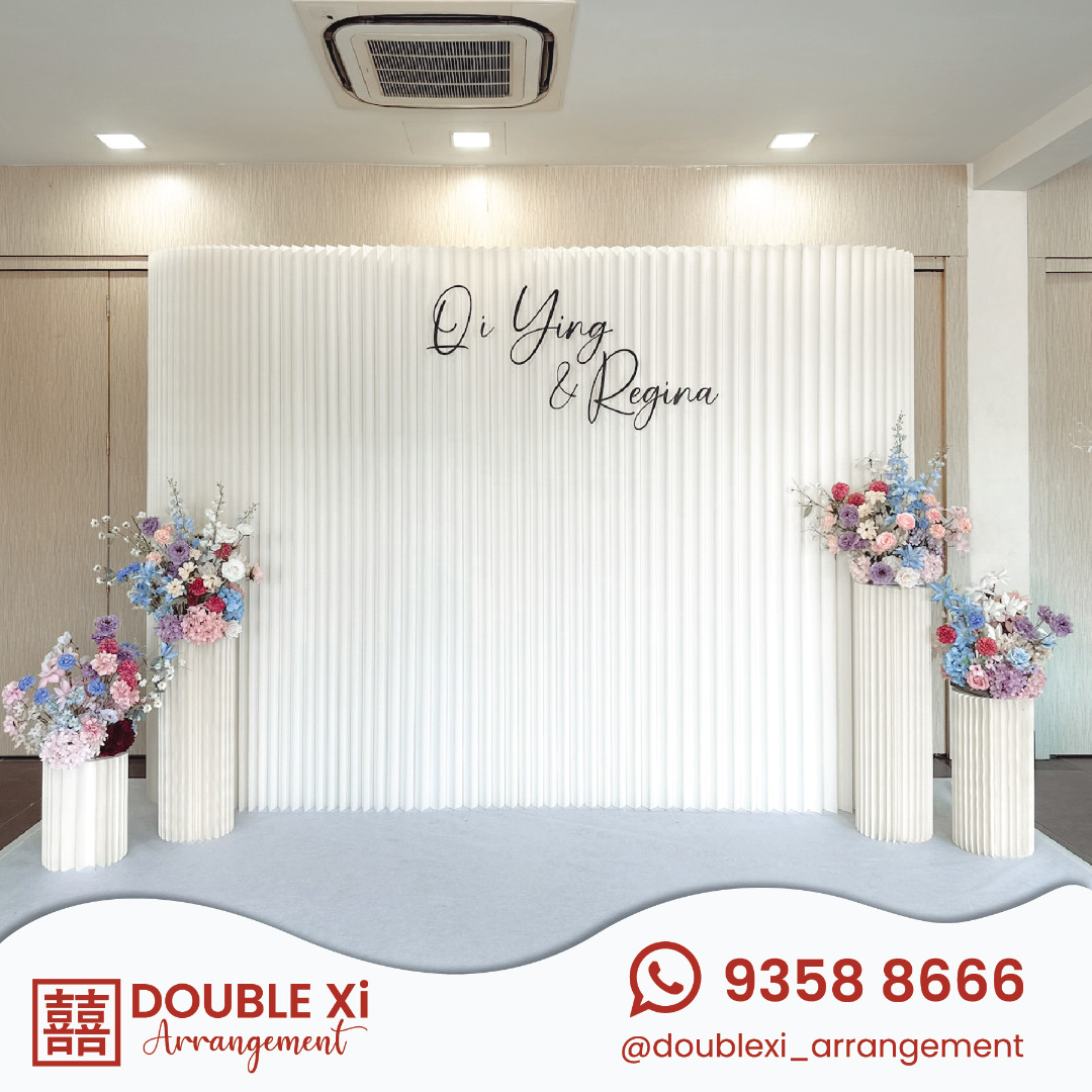 Pleated Backdrop with Customised Faux Floral for Wedding Backdrops ...