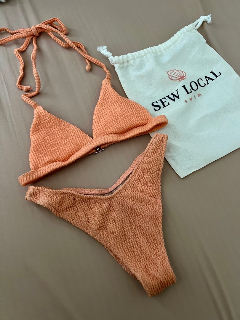 Sewlocal textured two piece bikini - triangle top and darcy bottom ...