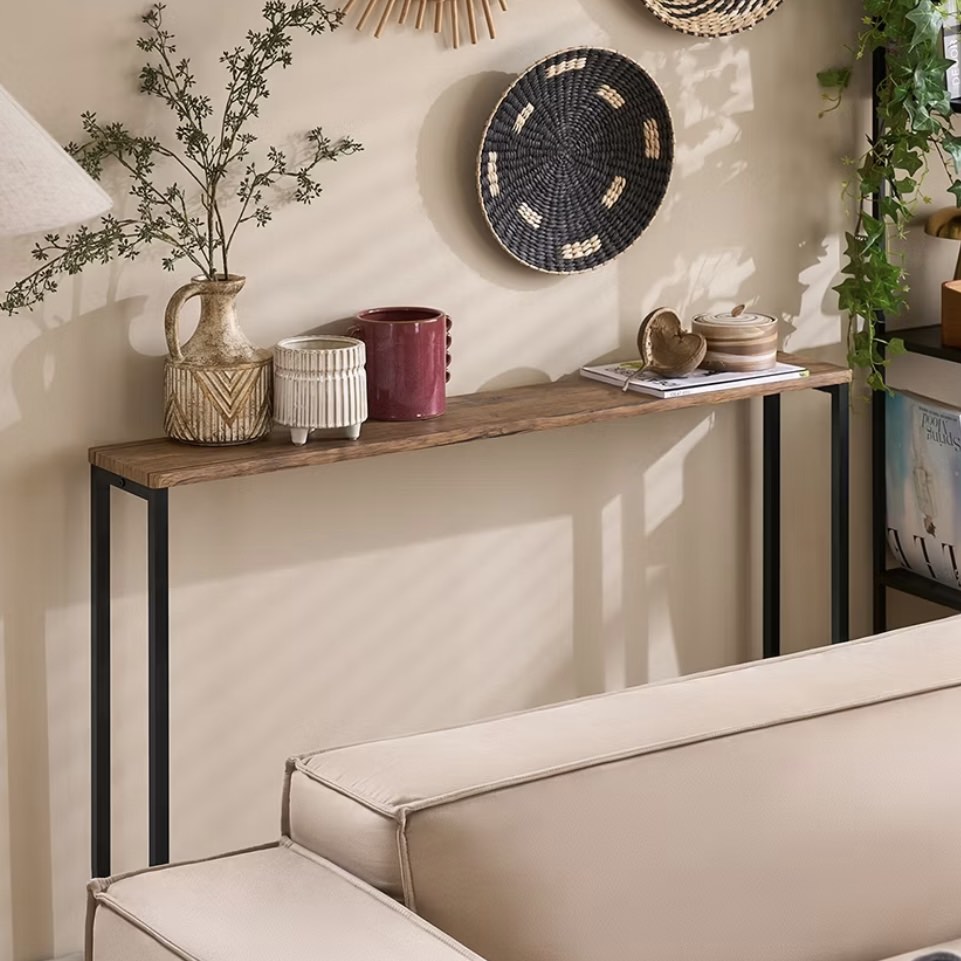 Slim Console Display Table | Narrow Entryway Wall Table | Long Metal ...