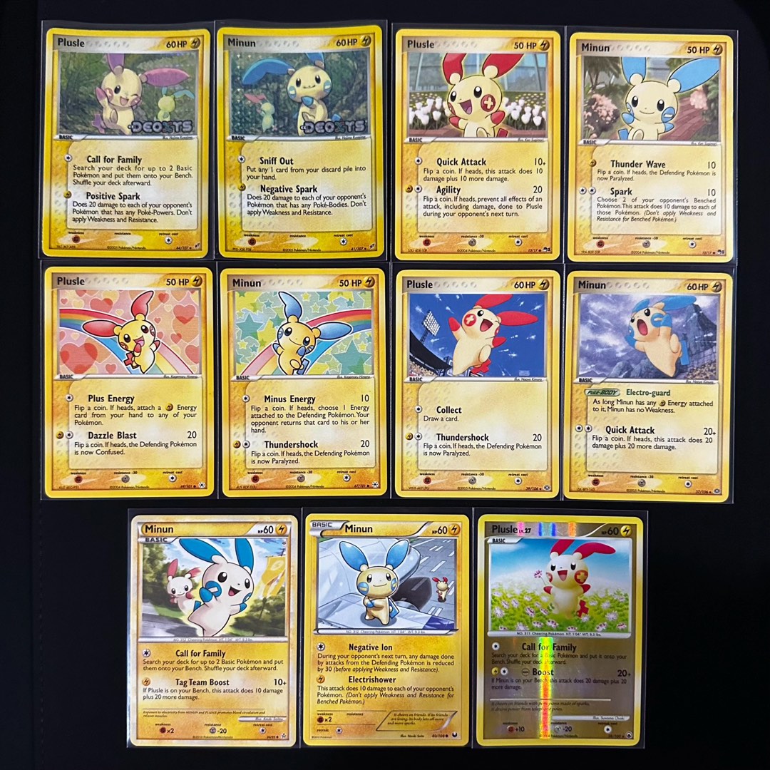 wts: assorted plusle minun pokemon cards (ex deoxys stamped, hidden legends, p.o.p. series ...