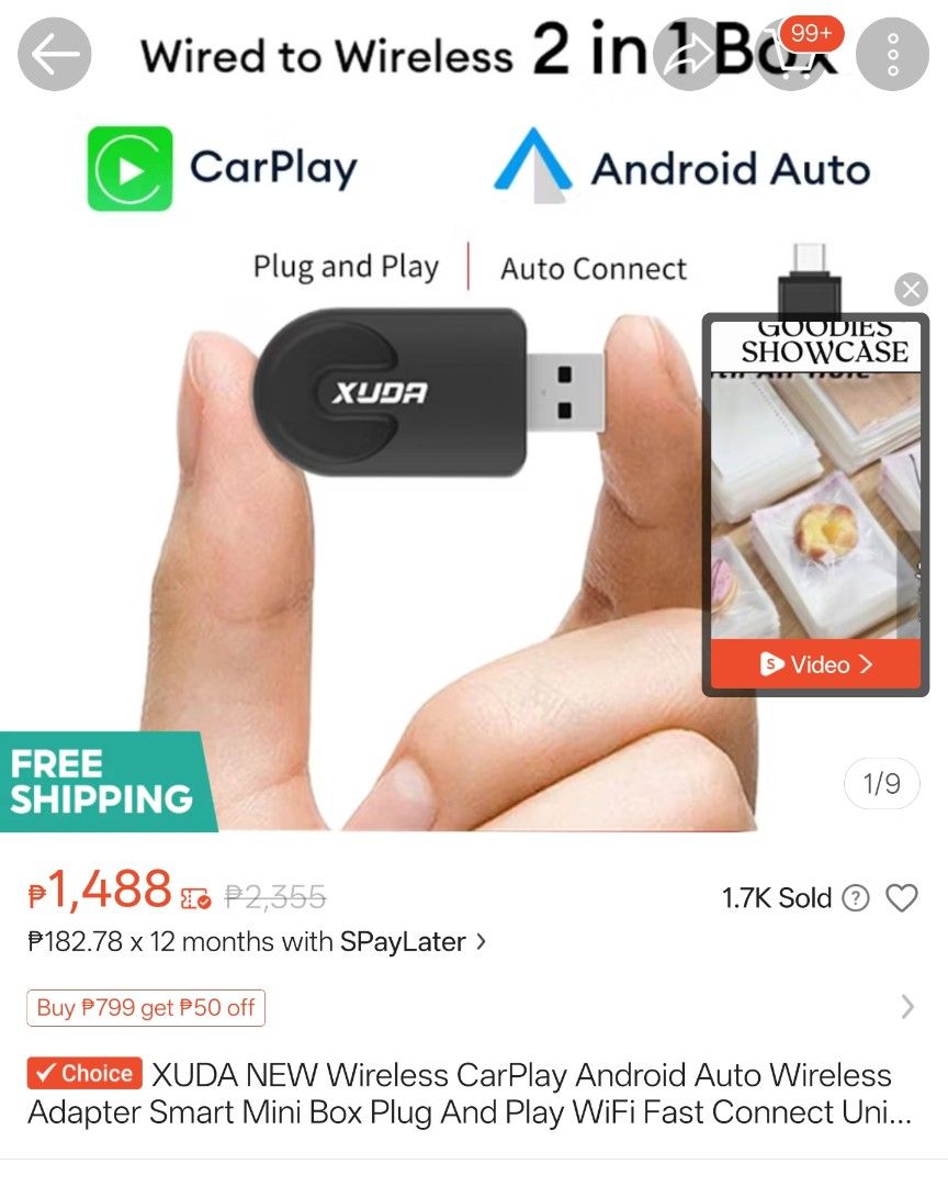 XUDA 2in1 Wired to Wireless CarPlay Android Auto Adapter, Car Parts ...