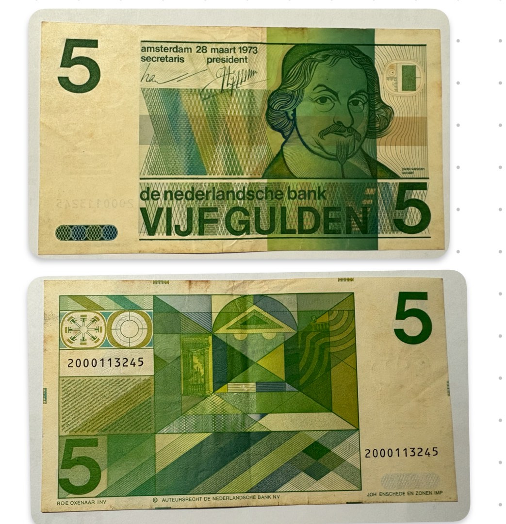 1973 Netherlands 5 Gulden Note, Hobbies & Toys, Memorabilia ...