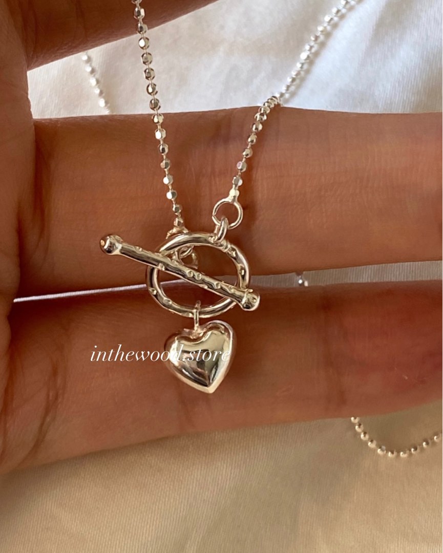 現貨款🇰🇷預訂款🇰🇷 925純銀 心心頸鏈 防敏感 銀器 silver925 accessories necklace bracelet, 女裝, 飾物及配件, 頸鍊 - Carousell