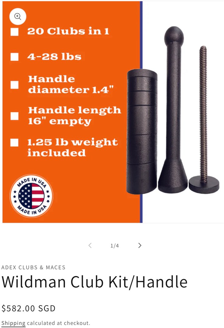 Adex Wildman Mace Kit, Sports Equipment, Exercise & Fitness, Weights ...