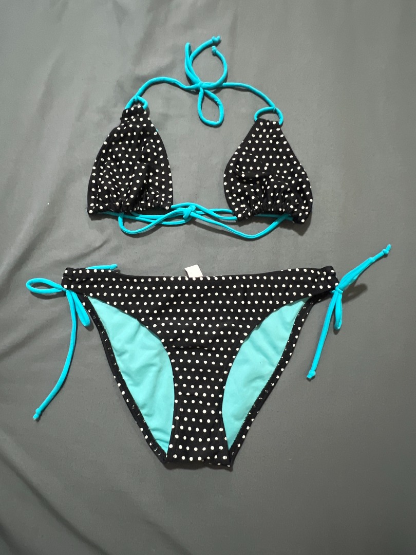 BLACK POLCA DOTS TWO PIECE SWIMSUIT FOR SALE, Women's Fashion, Swimwear ...