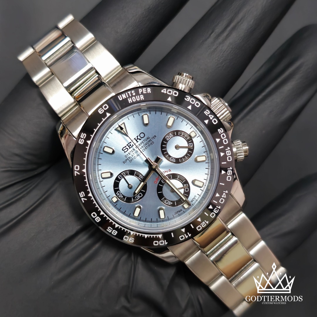 [BUILD] Seiko Mod Platinum Ice Blue Daytona | VK63 Movement, Men's ...