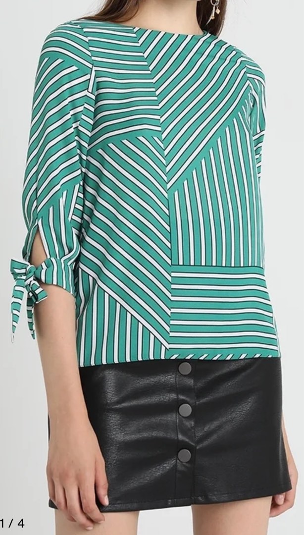Dorothy Perkins Green White Stripes, Women's Fashion, Tops, Blouses on ...