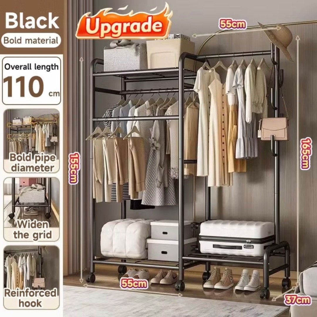 Double Rod Clothes Rack | Foldable Clothes Hanging Rack | Bold Pipe ...