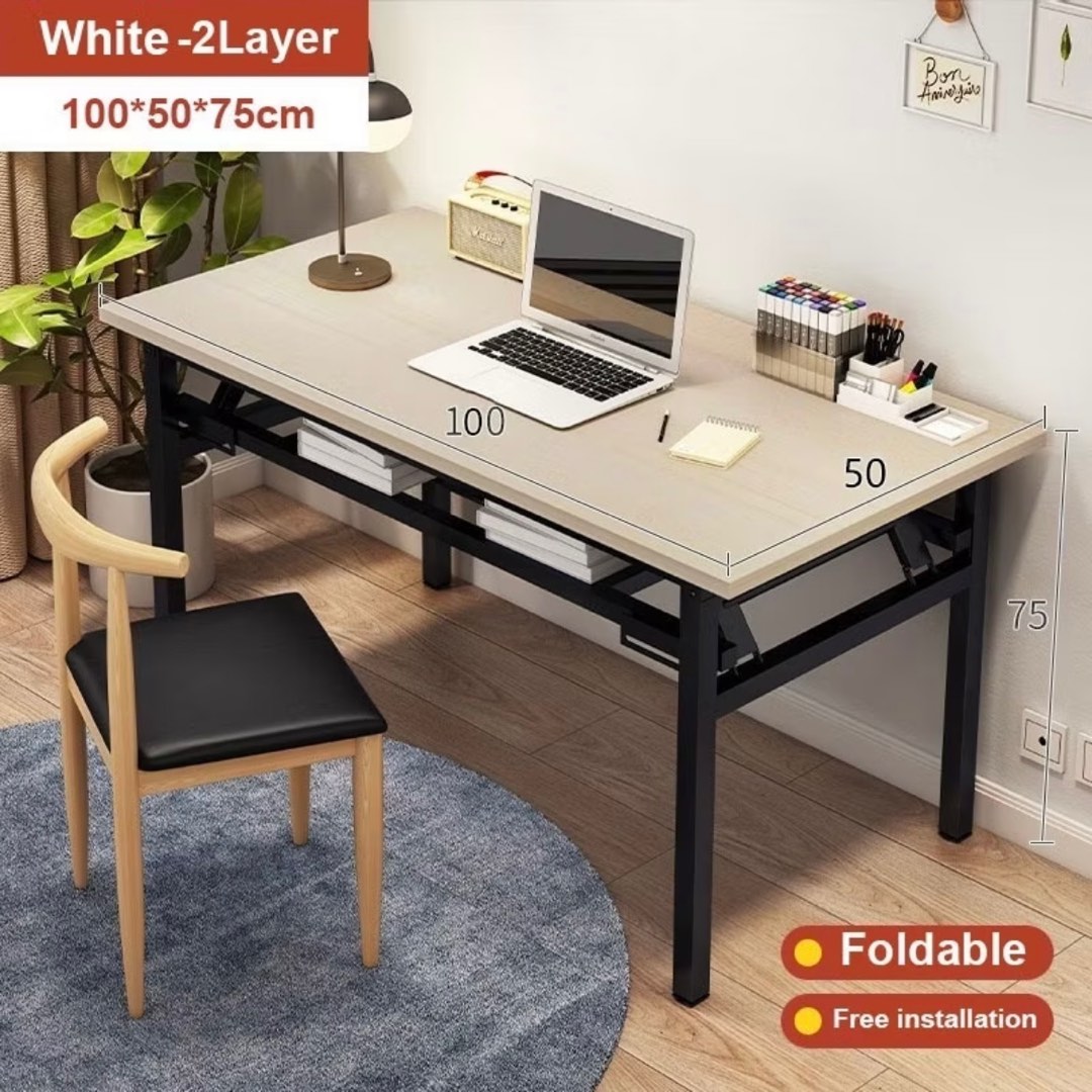 Foldable Work Desk Table | Study Writing Desk With Shelf | Bedroom ...