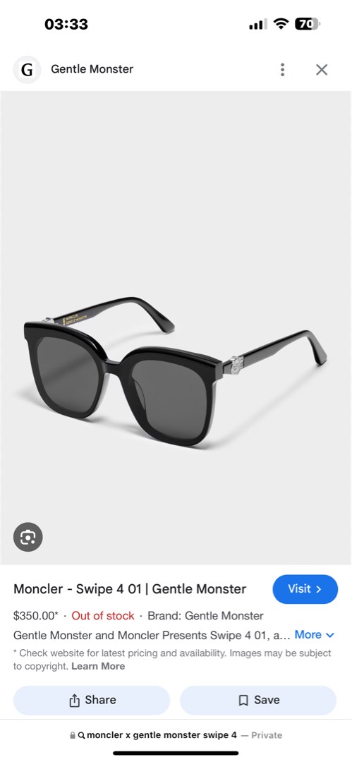 Gentle Monster X Moncler Swipe 4, Women's Fashion, Watches ...