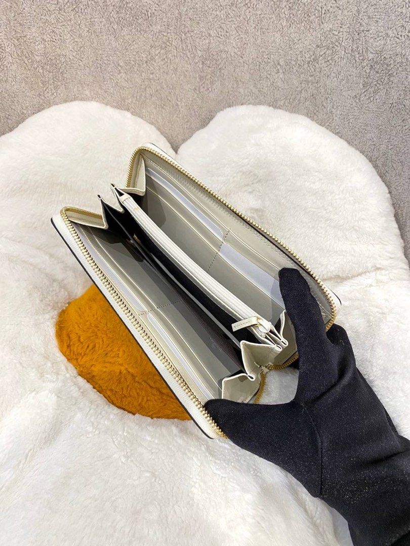 GUCCI WHITE SYLVIE ROUND SHERRY LINE ZIP LONG WALLET, Luxury, Bags ...