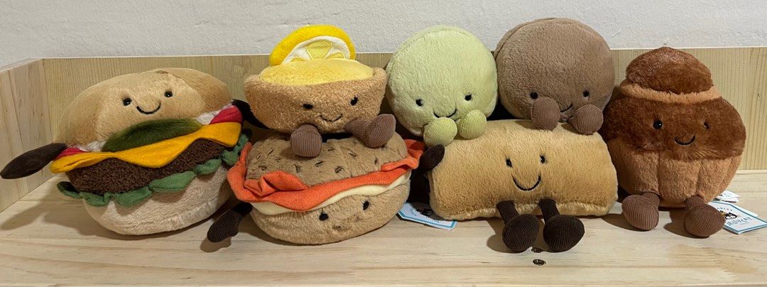 Jellycat Amuseables Burger | Bagel | Macarons | Brioche | Citron Tart ...