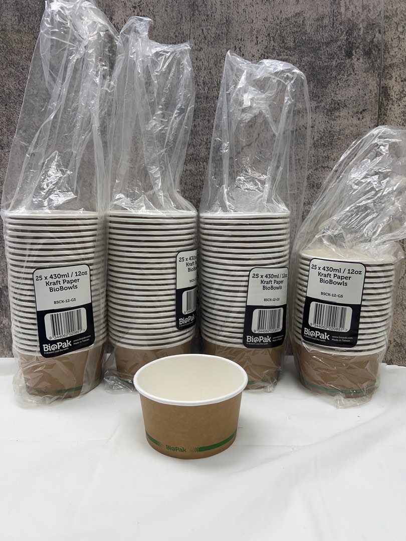 Kraft paper biobowls Biopak (3 sleeves x 50), Furniture & Home Living ...