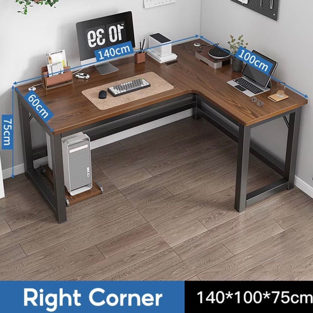 L Shaped Laptop Desk | Corner Computer Table | Study Writing Desk With Shelf | Workstation Desk ...