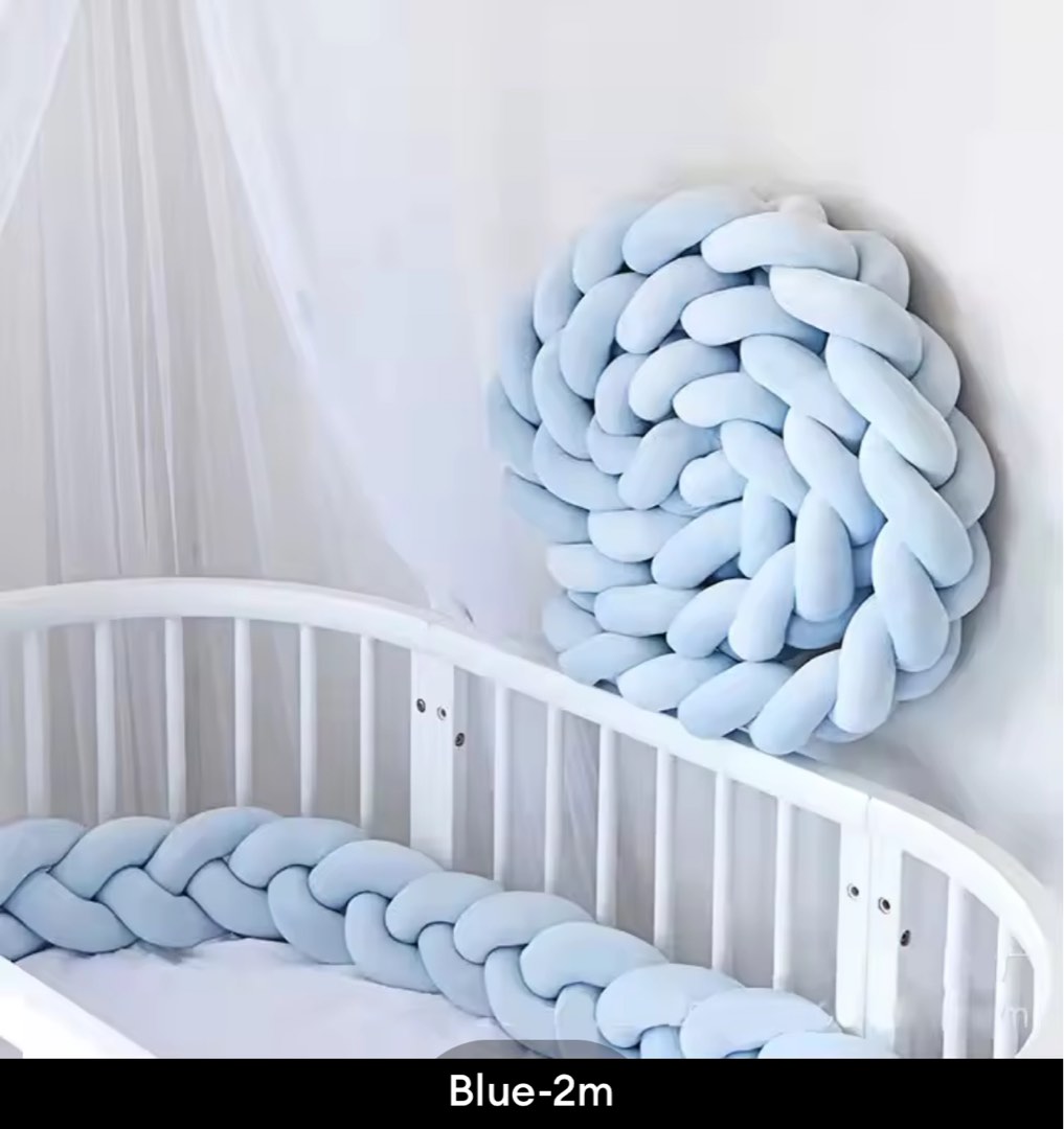 Length Newborn Baby Bed Bumper Pure Weaving Plush Knot Crib Bumper Kids ...