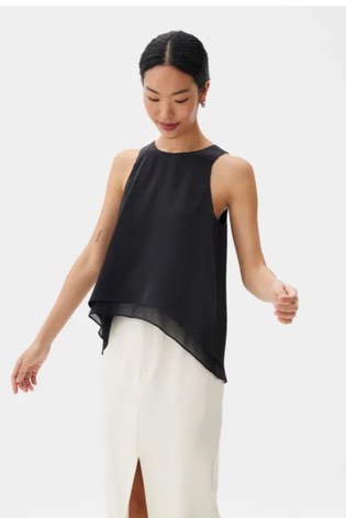 Love Bonito Satin Trapeze Shell Top (Black), Women's Fashion, Tops ...