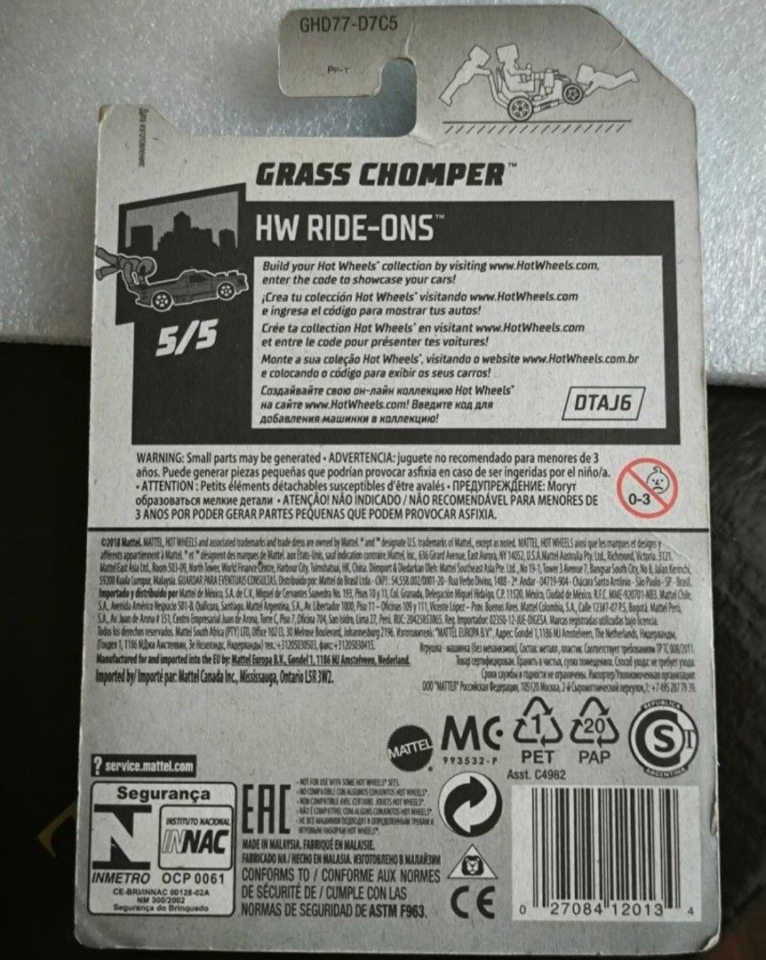 New Grass Chomper Track Stars HW Ride Ons Treasure Hunt TH Hot Wheels ...