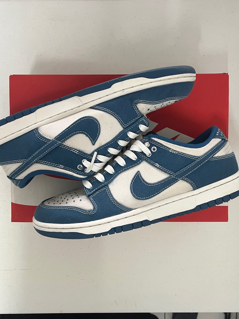 Nike Dunk Low - Shashiko “Industrial Blue”, Men's Fashion, Footwear ...