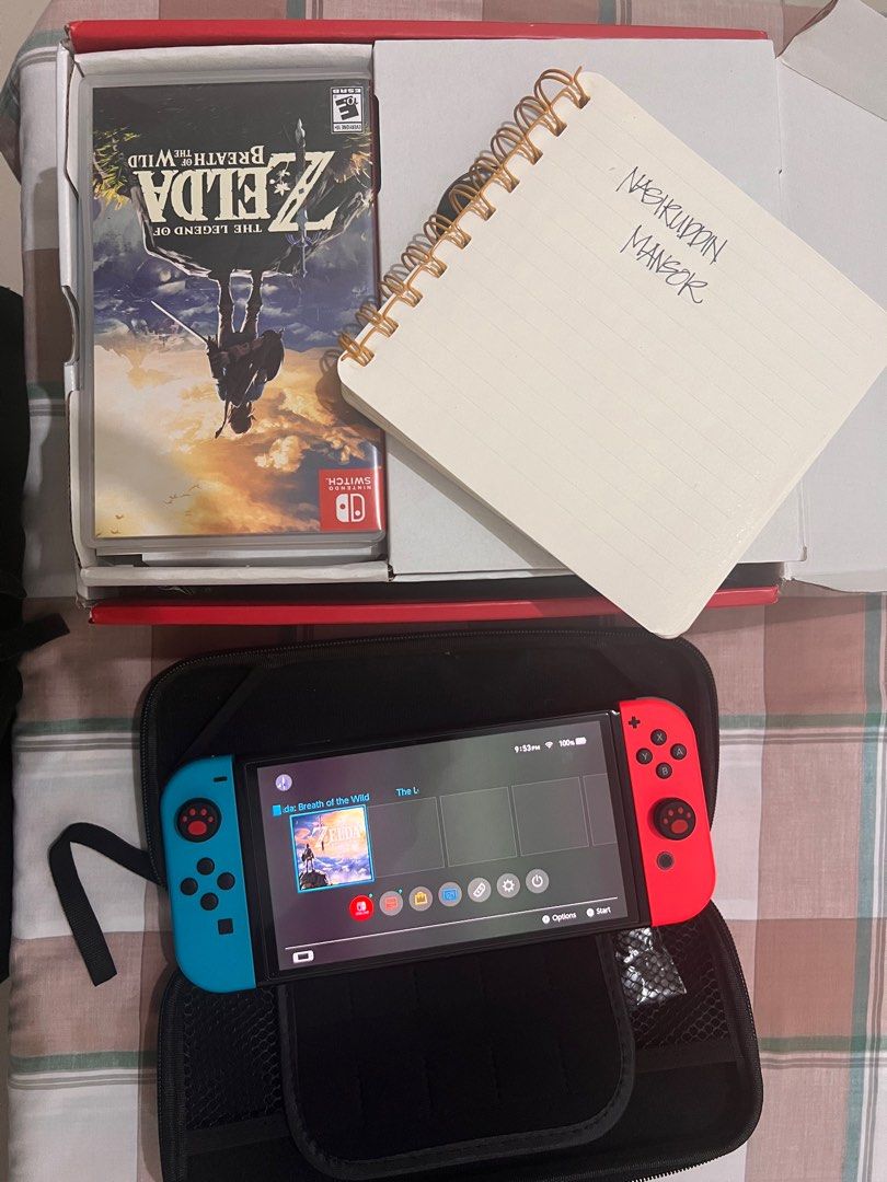Full Set Nintendo Switch Neon Oled + Zelda BOTW, Video Gaming, Video ...