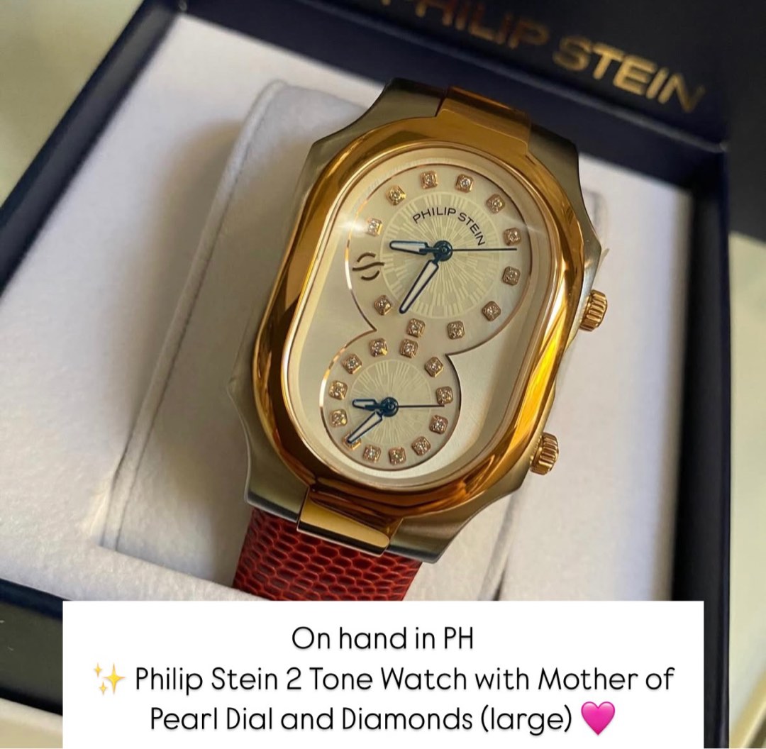 Philip Stein 2 Tone Watch with Mother of Pearl Dial and Diamonds ...