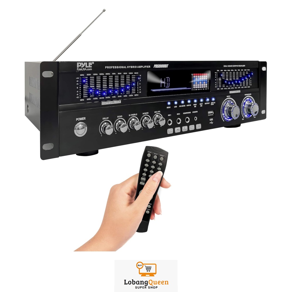 Pyle 6-Channel Bluetooth Hybrid Home Amplifier - 1600W Home Audio Rack ...